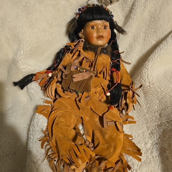 Toys | 82925 Southwestern Native American Girl Doll Drum Porcelain Head ...